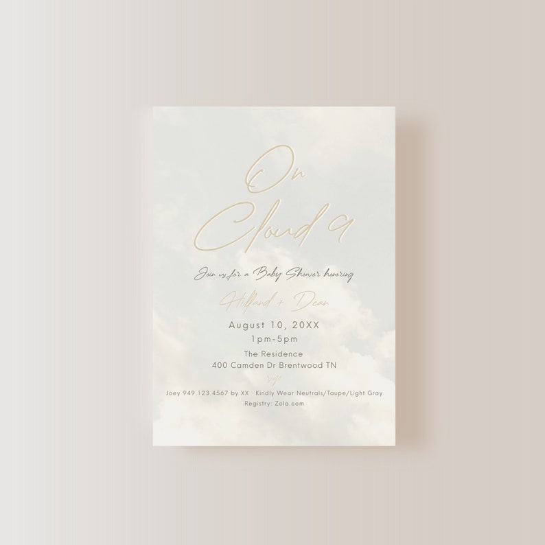 On Cloud 9 Baby Shower Sprinkle Invite E-vite 5x7 - Etsy