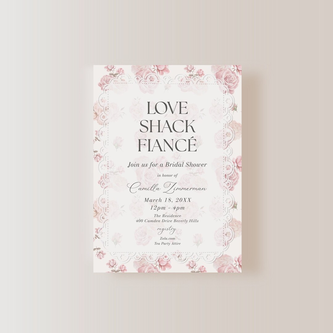 Love Shack Fiance Petals Prosecco Shabby Chic Garden Tea Party Bridal ...