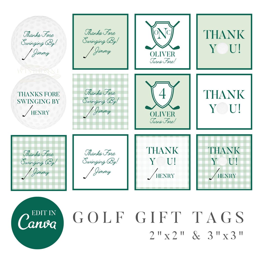 Golf Crest Thank You Thanks for Swinging by Tag Sticker 2"x2" 3"x3" - Etsy