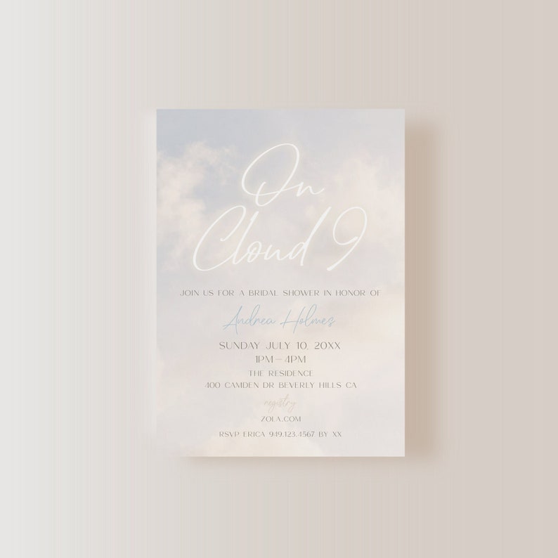 On Cloud 9 Bridal Baby Wedding Shower Birthday Invite E-vite - Etsy