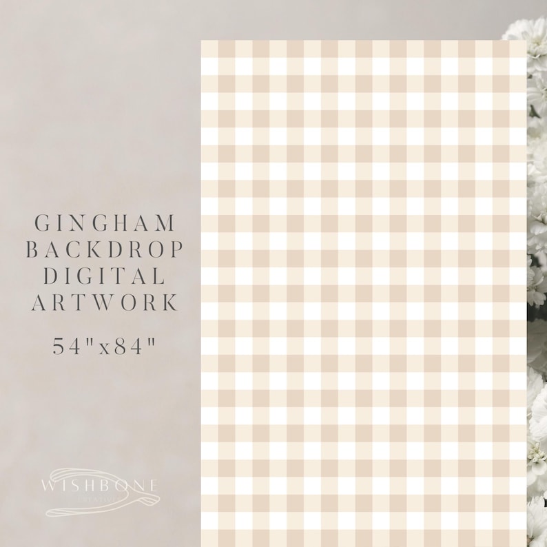 Neutral Gingham Backdrop Digital Artwork 54"x84" - Etsy