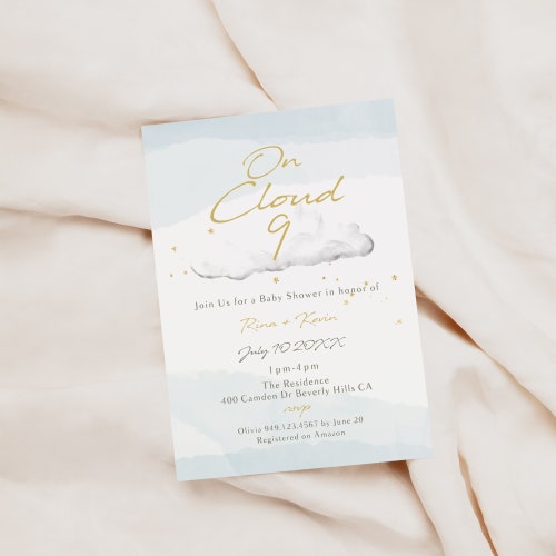 On Cloud 9 Baby Shower Sprinkle Invite E-vite 5x7 - Etsy