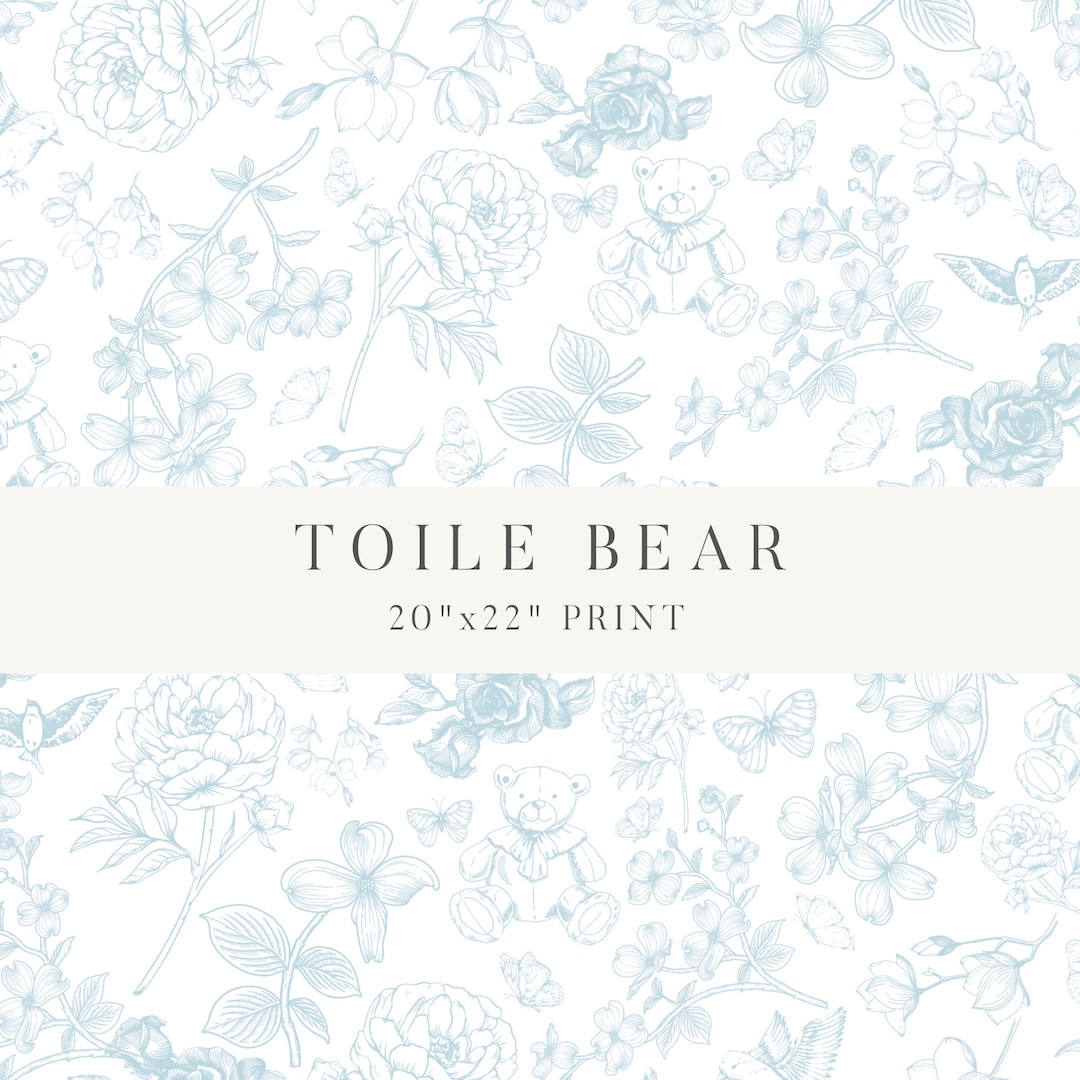 Toile Bear Print 20"x22" - Etsy