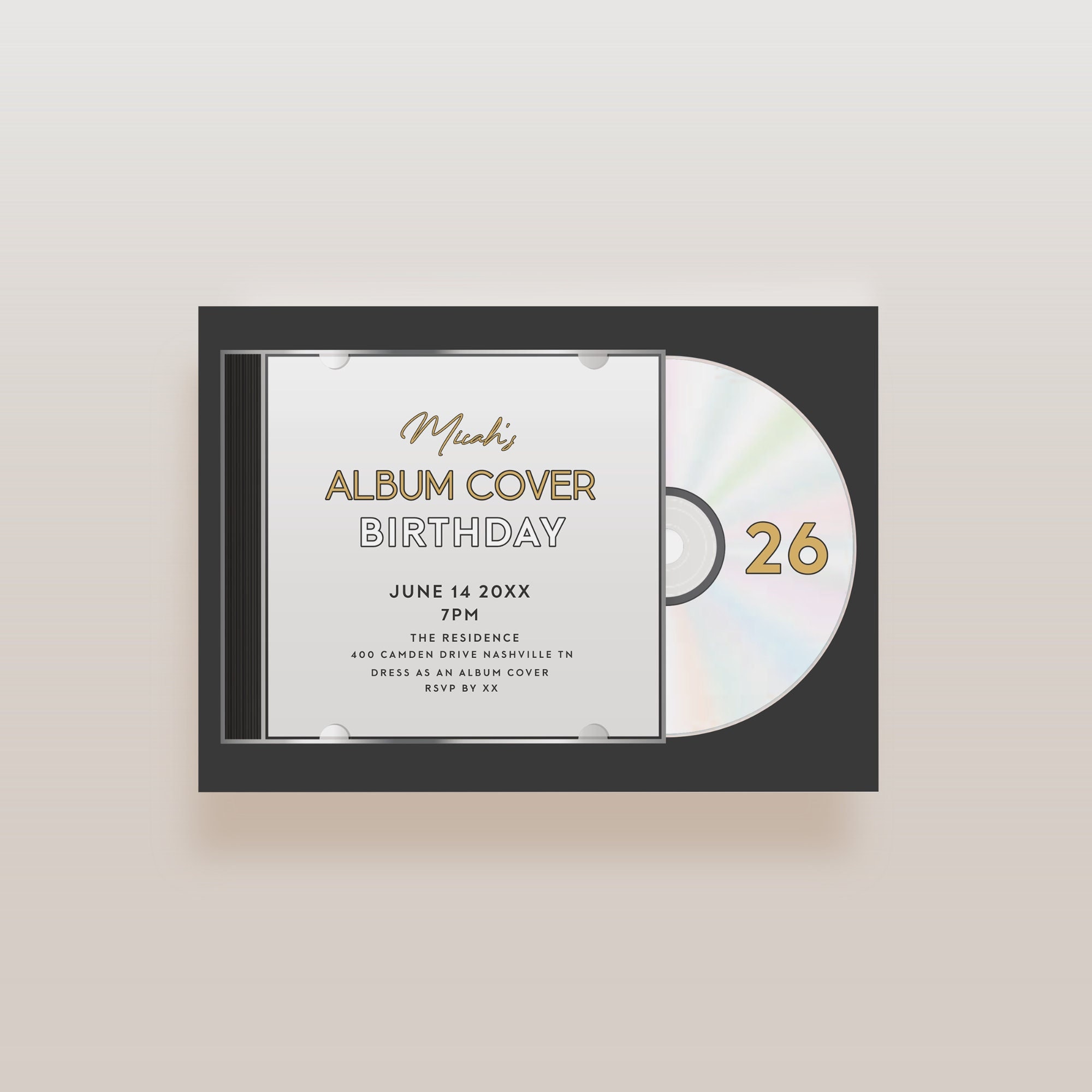 Dress as an Album Cover Party CD Invite E-vite 5"x7" - Etsy