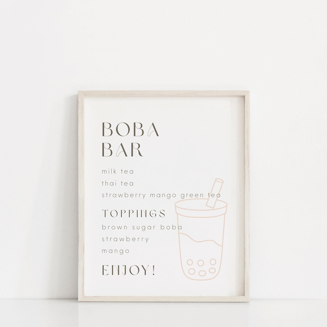 Boba Bubble Tea Bar Table Sign 8"x10" - Etsy