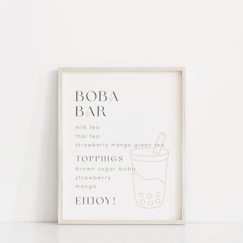 Boba Bubble Tea Bar Table Sign 8x10 - Etsy