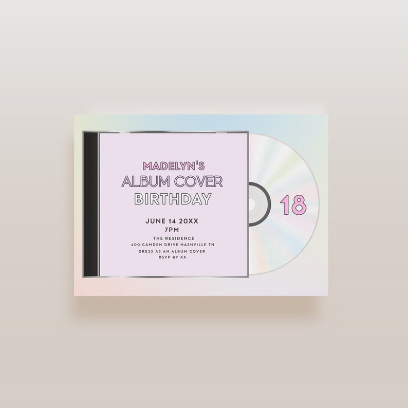 Dress as an Album Cover Party CD Invite E-vite 5x7 - Etsy