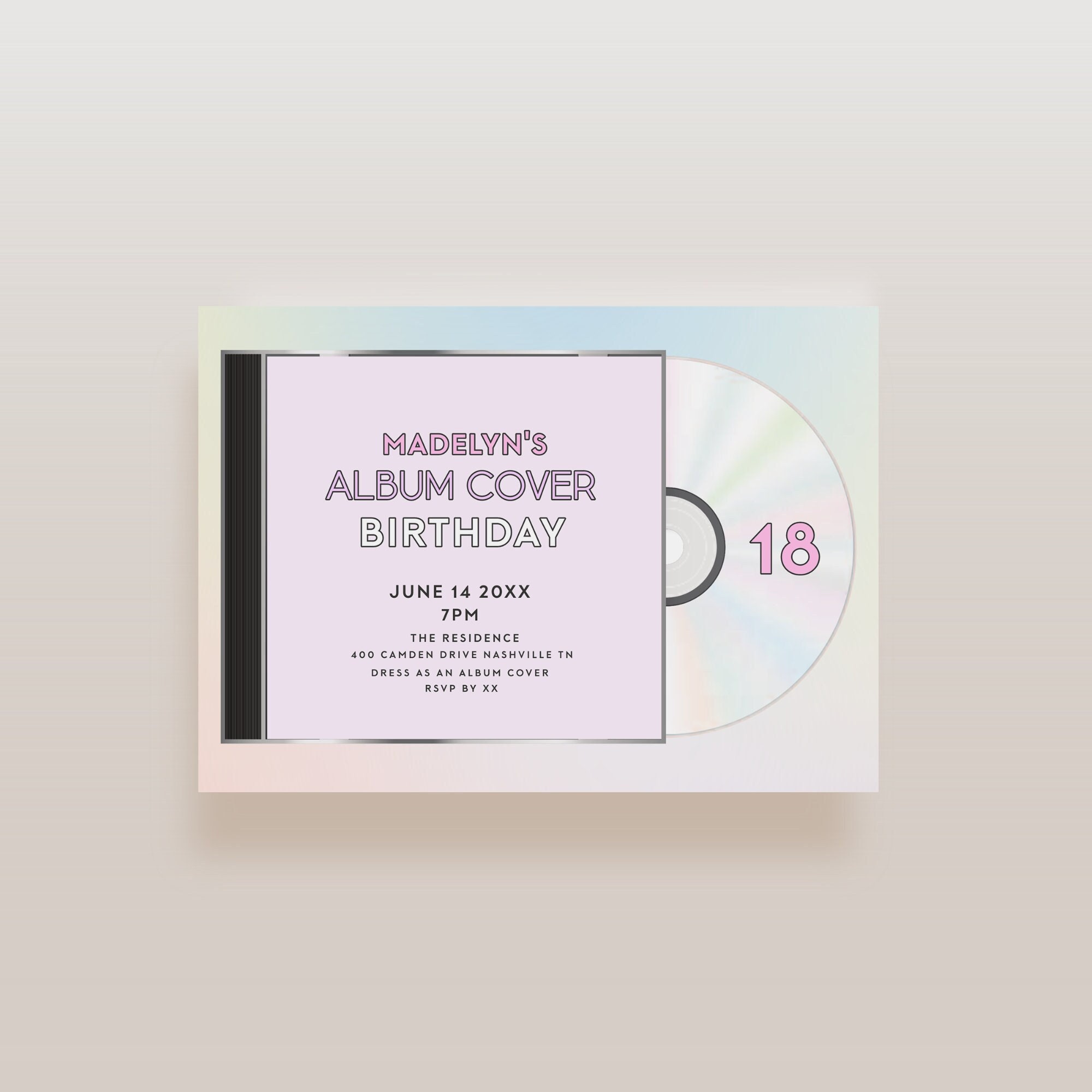 Dress as an Album Cover Party CD Invite E-vite 5x7 - Etsy