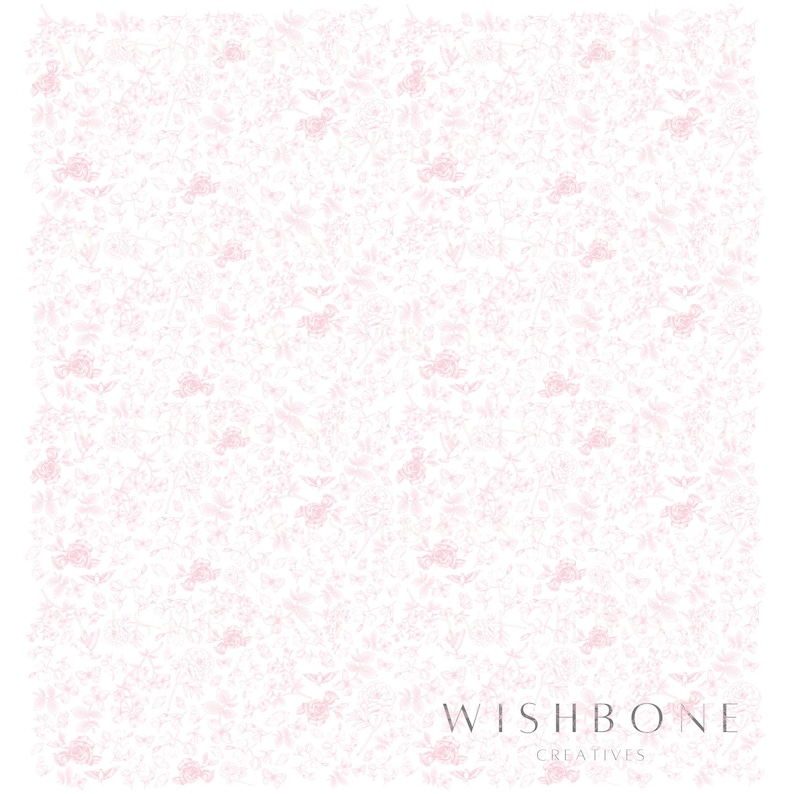 Pink Toile Floral Seamless Print 36"x36" - Etsy