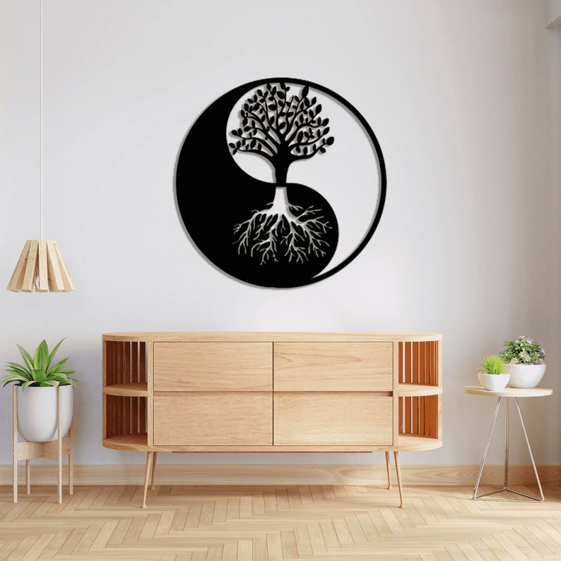 Yin Yang Tree of Life Yin Yang Metal Wall Art Tree of - Etsy