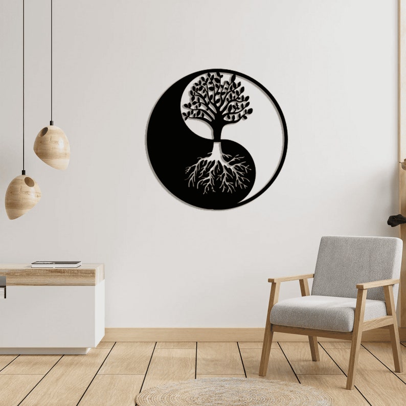 Yin Yang Tree of Life Yin Yang Metal Wall Art Tree of - Etsy