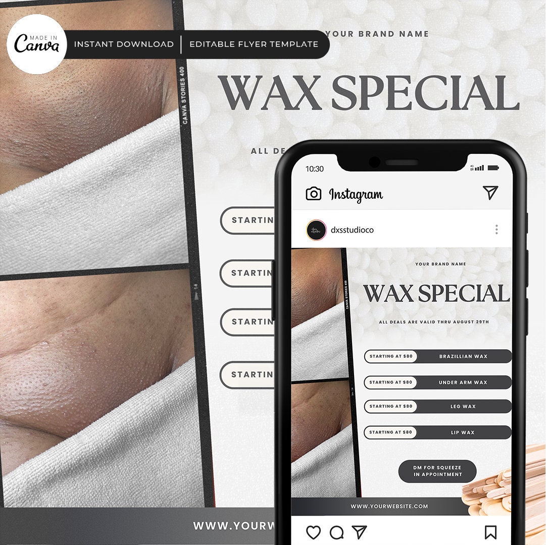 Flyer Wax Template Brazilian Wax Special E-flyer Waxing DIY Template ...