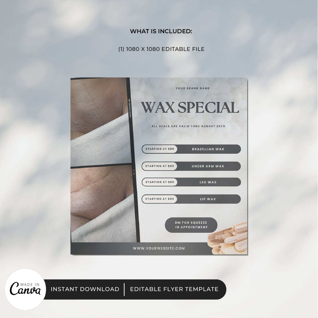 Flyer Wax Template Brazilian Wax Special E-flyer Waxing DIY Template ...