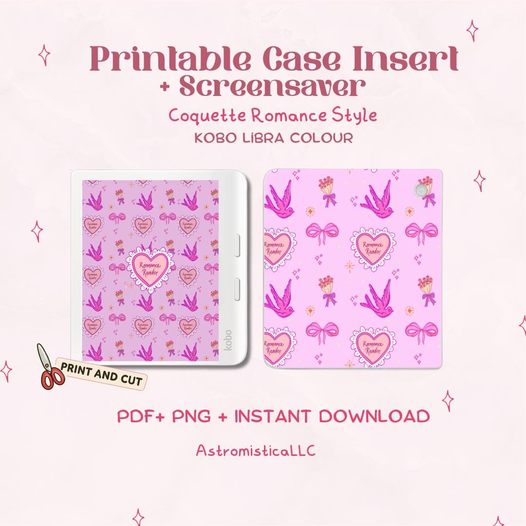 Kobo Libra Color Printable Insert + Screensaver | Coquette Romance ...