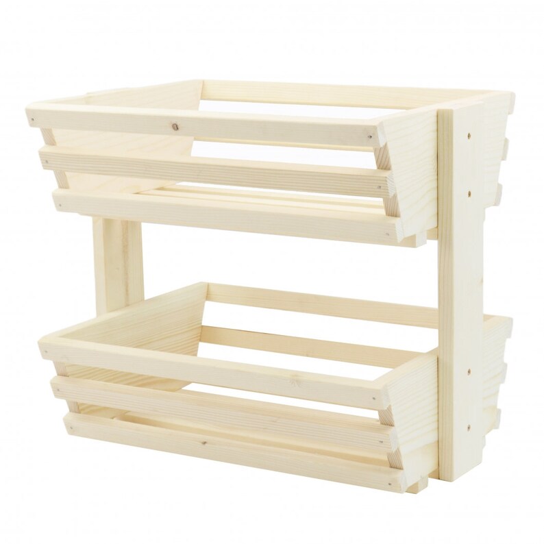 2 Tier Large Wooden Vegetable Fruit Food Storage Bakery Display Rack ...