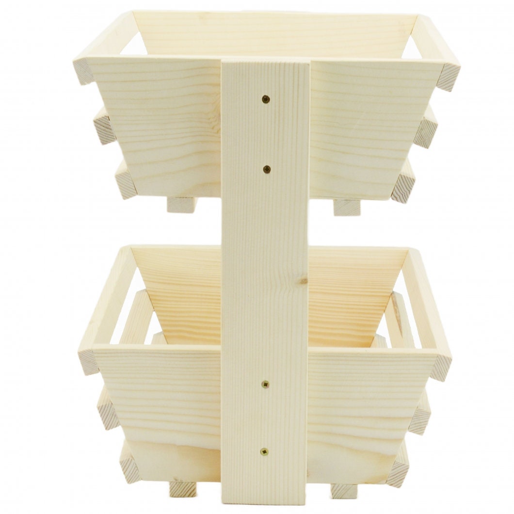 2 Tier Large Wooden Vegetable Fruit Food Storage Bakery Display Rack ...