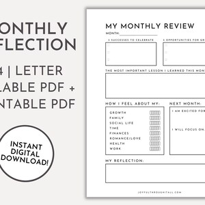 Monthly Review Printable Monthly Reflection Monthly Check - Etsy