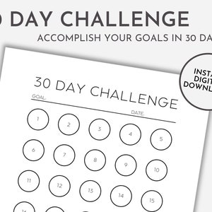 30 Day Challenge Goal Setting Progress Tracker 30 Day - Etsy