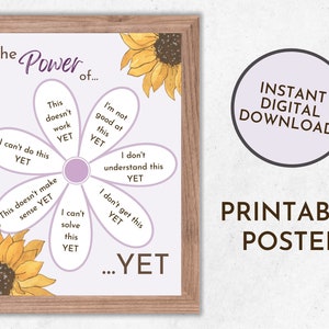 The Power of yet Poster Printable Growth Mindset Classroom - Etsy