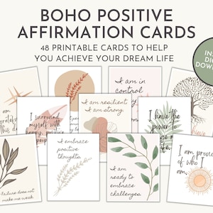 84 Printable Blank Affirmation Cards, BOHO Affirmation Cards, Blank ...