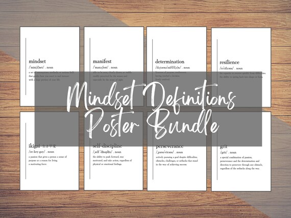 Mindset Definition Printable Bundle Set of 8 Definition | Etsy