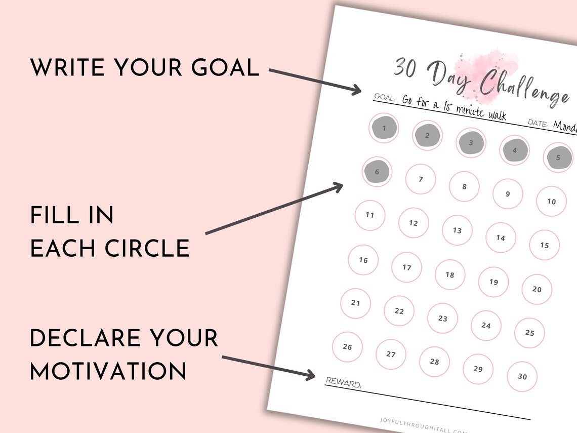 30 Day Challenge, Goal Setting, Progress Tracker, 30 Day Challenge ...
