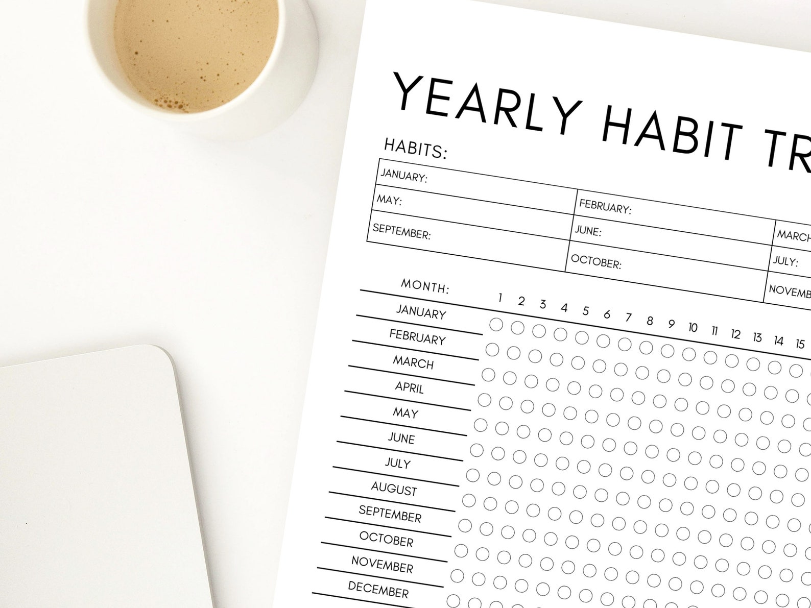Yearly Habit Tracker Printable Habit Tracker Template - Etsy