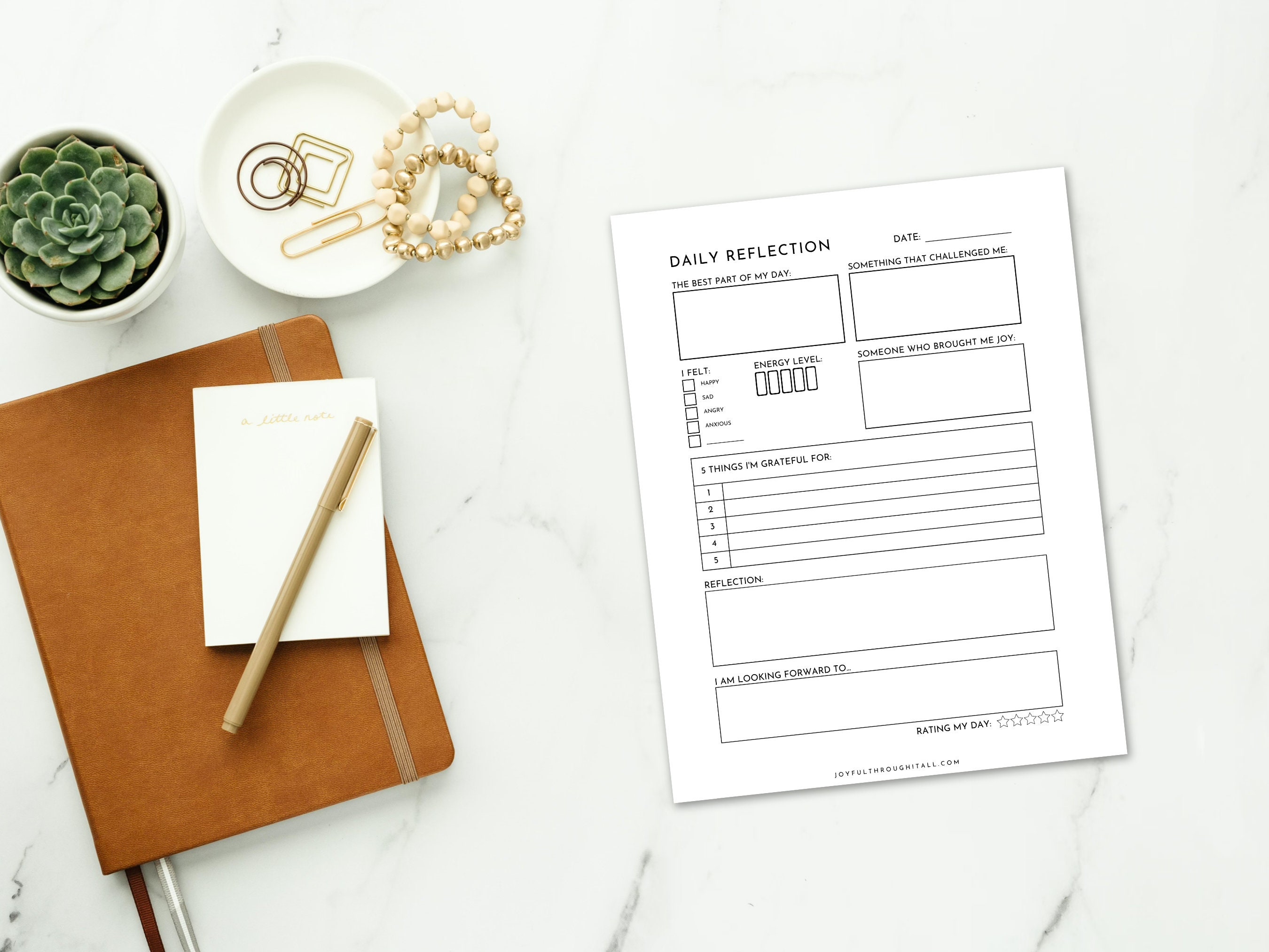 Daily Review Printable, Daily Reflection Planner, Daily Check In, Daily ...