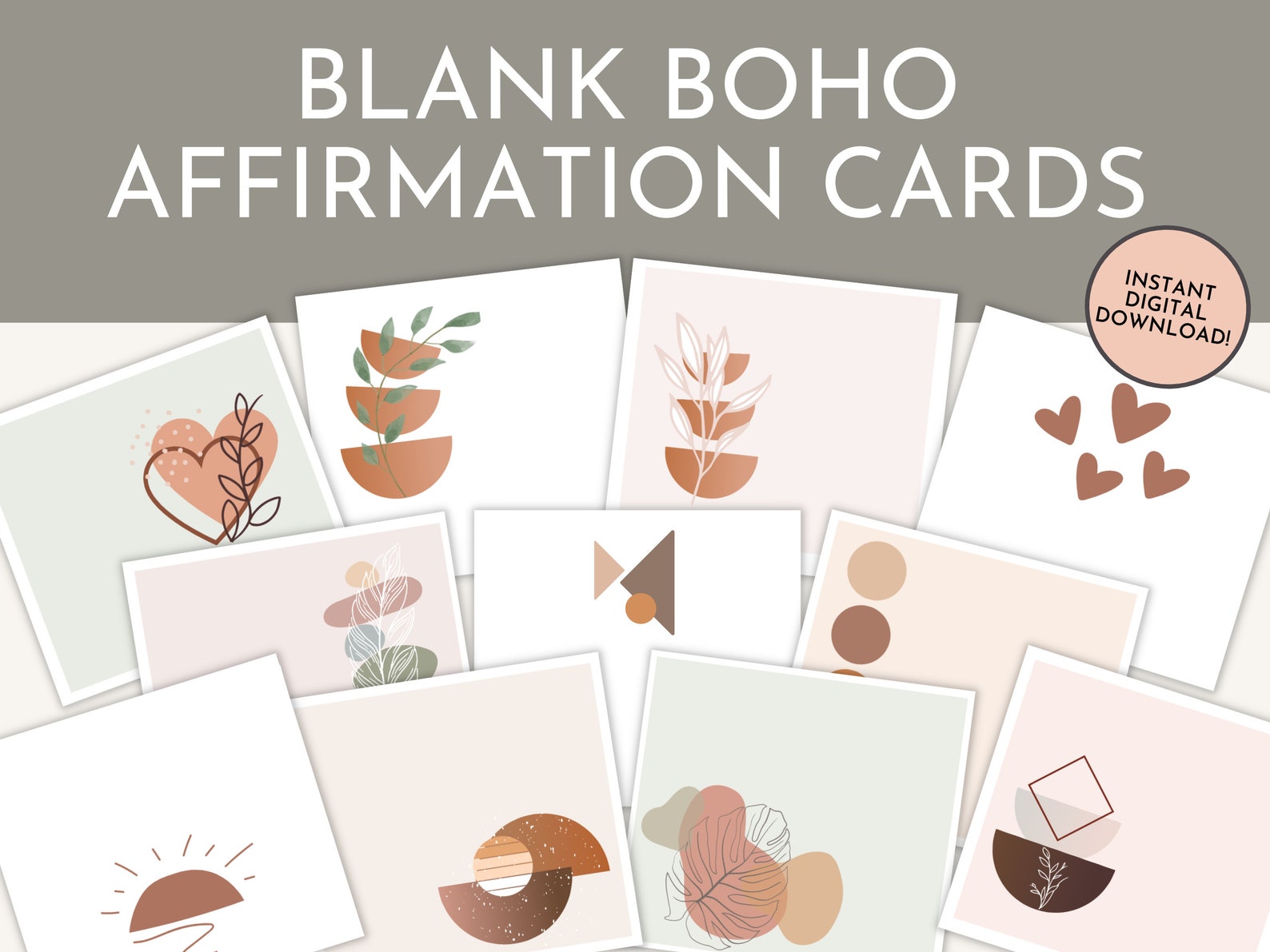84 Printable Blank Affirmation Cards, BOHO Affirmation Cards, Blank ...
