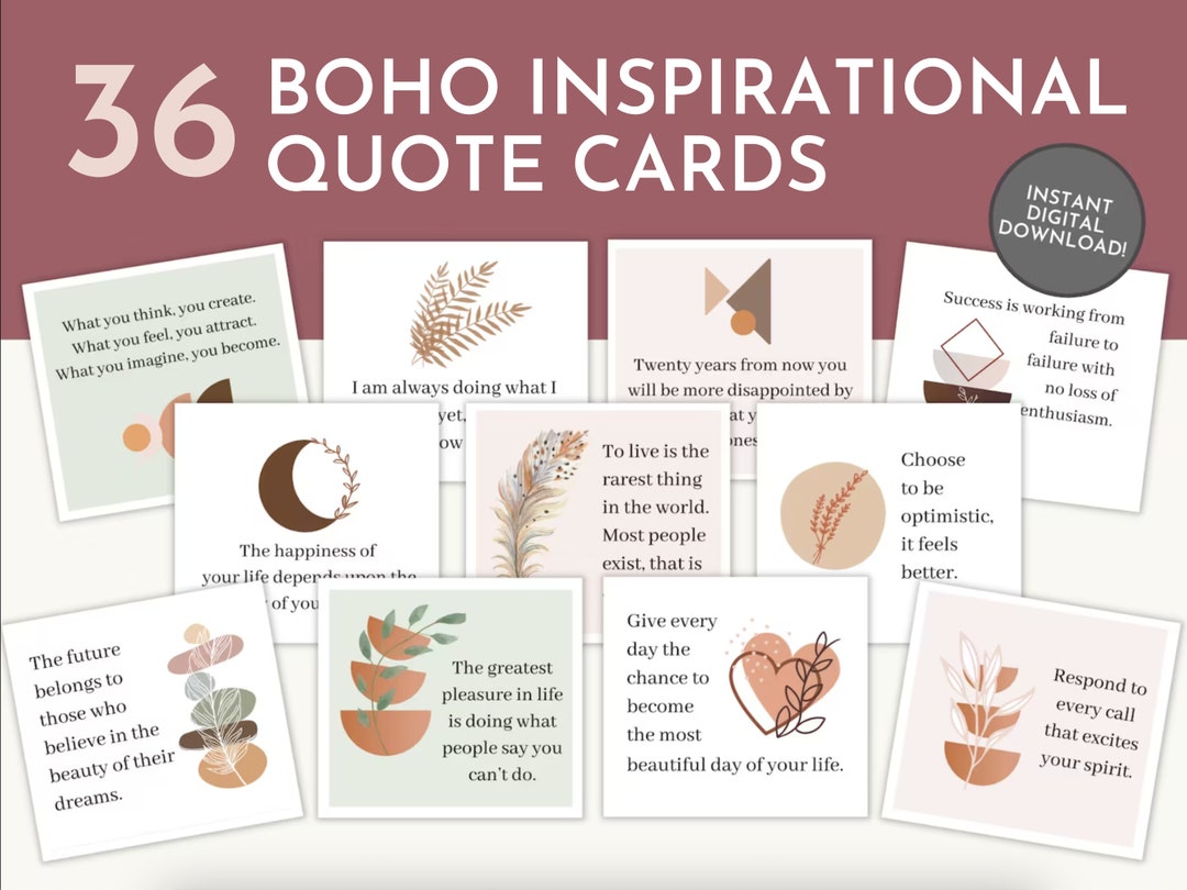 BOHO Inspirational Quote Cards, BOHO Mindfulness Cards, Inspirational ...