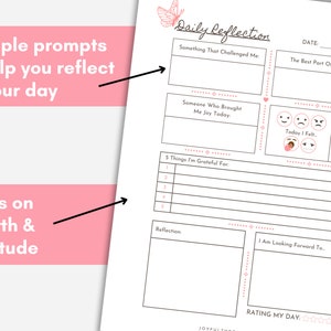 Daily Review Printable, Daily Reflection Planner, Daily Check In, Daily ...