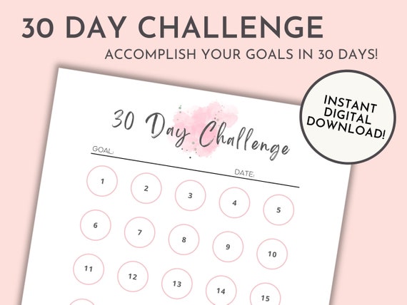 30 Day Challenge Goal Setting Progress Tracker 30 Day - Etsy