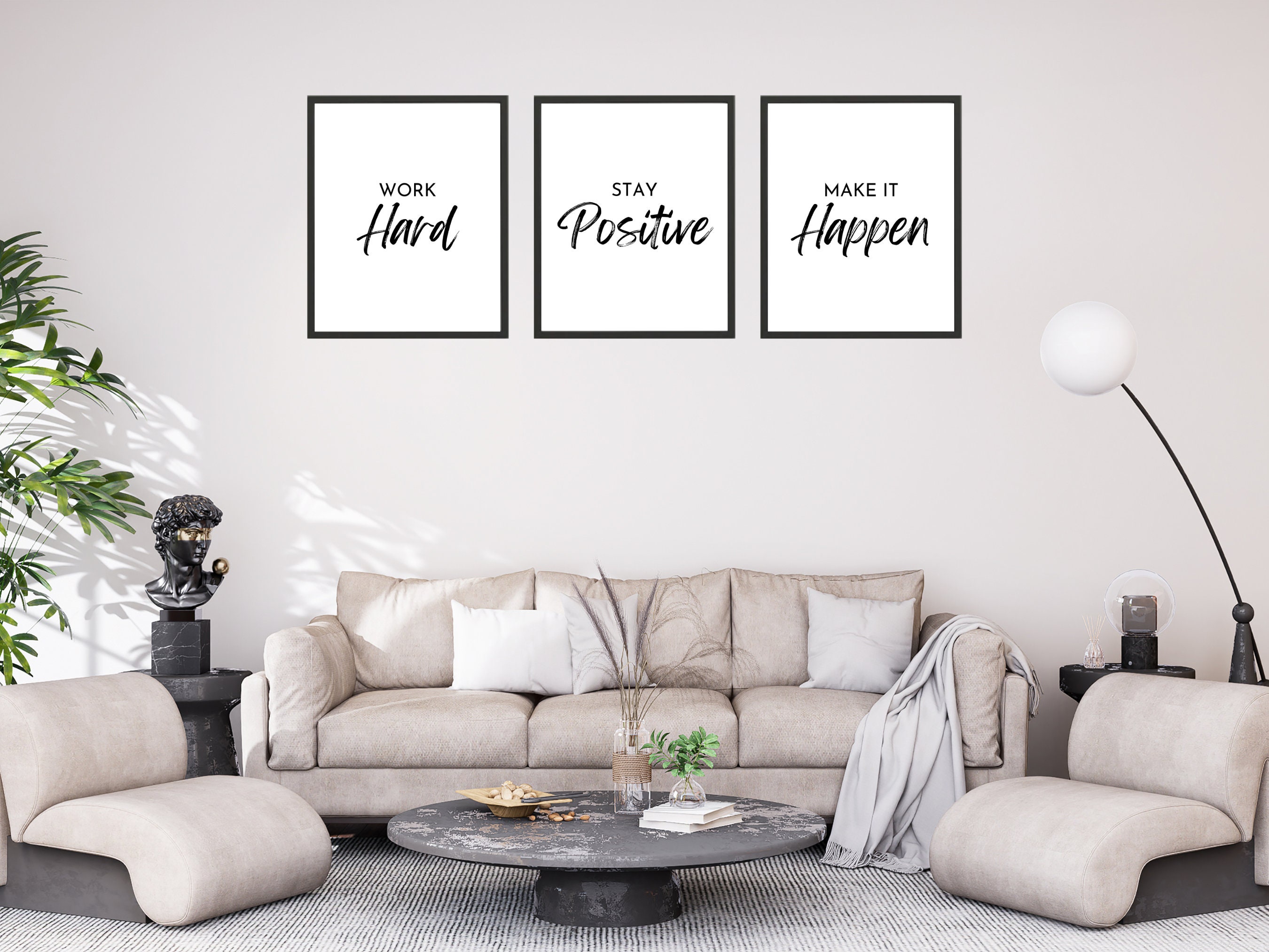 Home Office Wall Decor, Set of 6 Prints, Stay Positive, Work Hard, Make ...