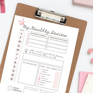 Monthly Review Printable, Monthly Reflection, Monthly Check In, Monthly ...