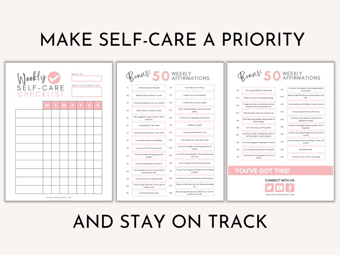 Daily Self Care Checklist Printable, Self Care Habit Tracker, Self Care ...