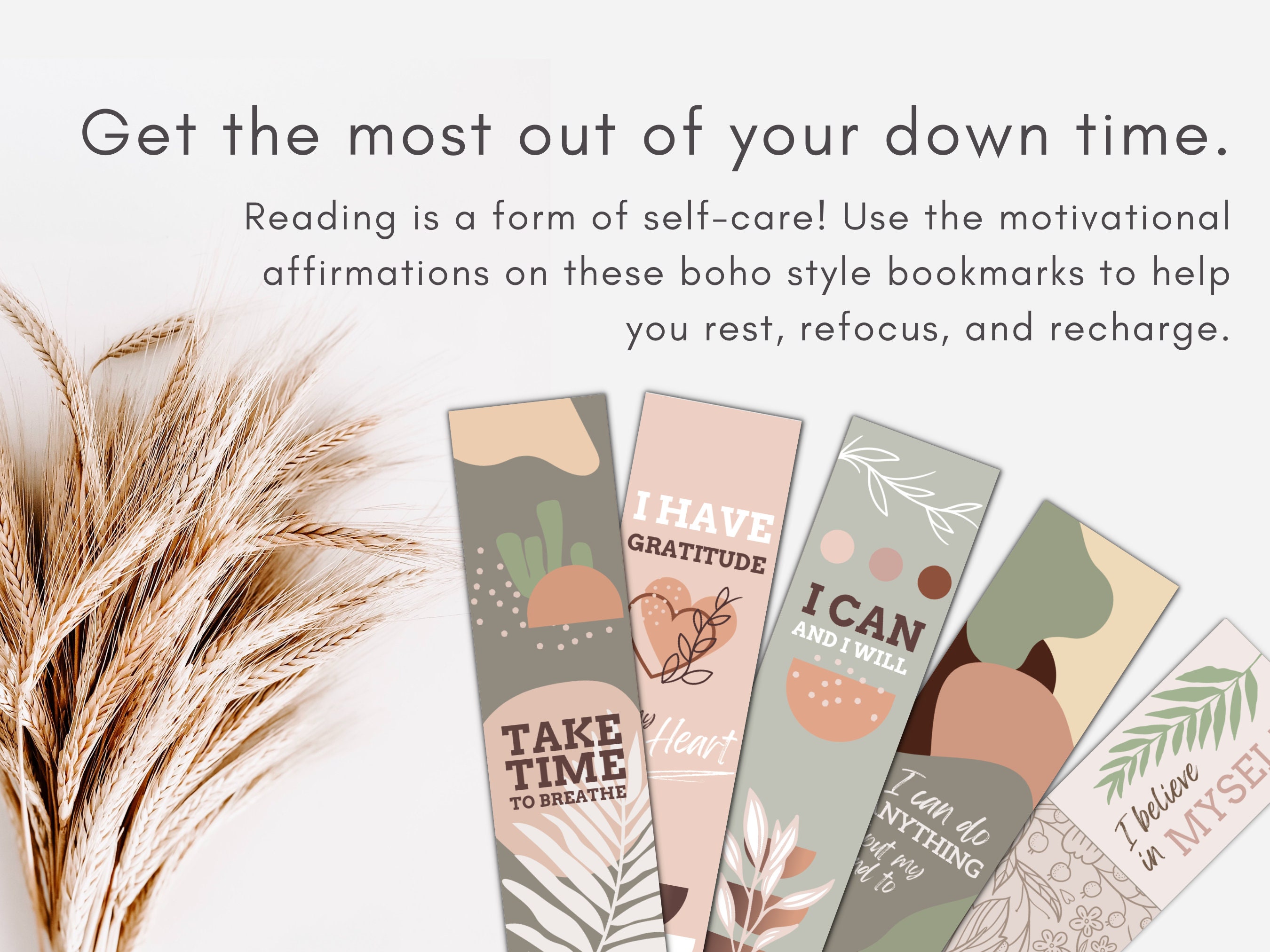 Boho Printable Bookmarks, Digital Bookmarks, Bookmarks for Adults, Book ...