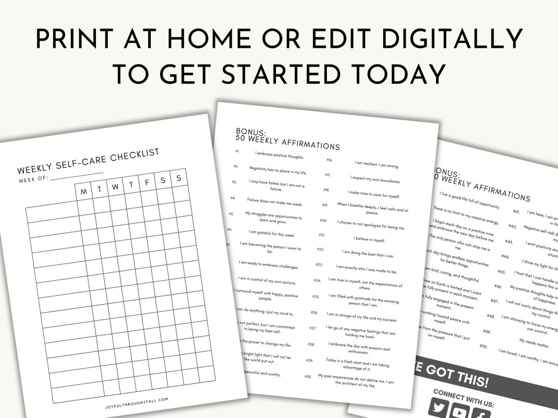 Daily Self Care Checklist Printable Self Care Habit Tracker Self Care