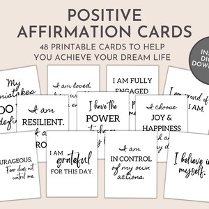 Minimalist Positive Affirmation Cards, Motivational Cards, Printable ...