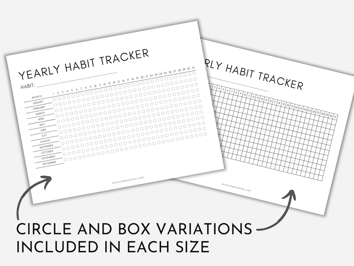 Yearly Habit Tracker Printable Habit Tracker Template - Etsy