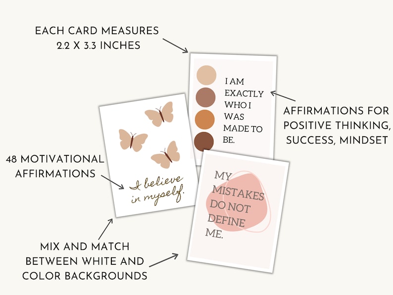 Boho Affirmation Cards, BOHO Motivational Cards, Printable Affirmations ...