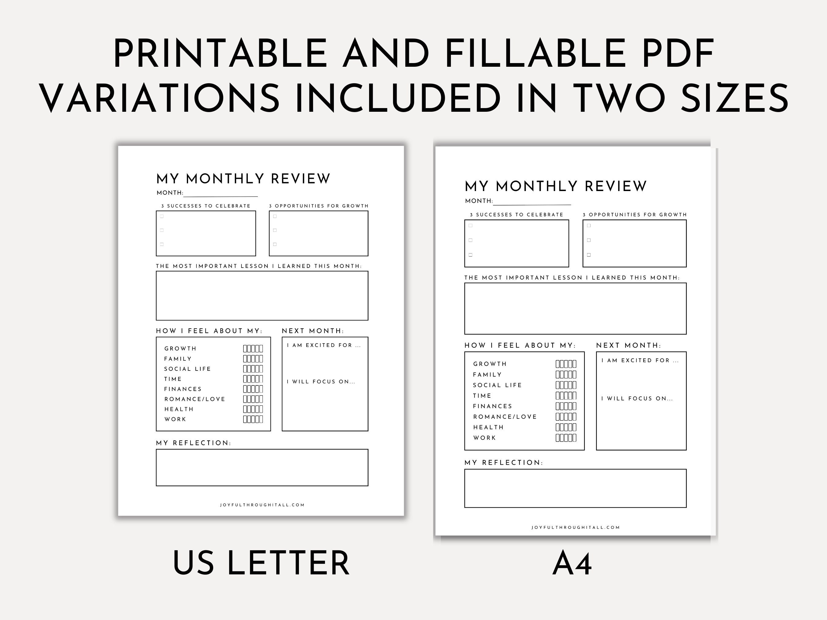 Monthly Review Printable, Monthly Reflection, Monthly Check In, Monthly ...