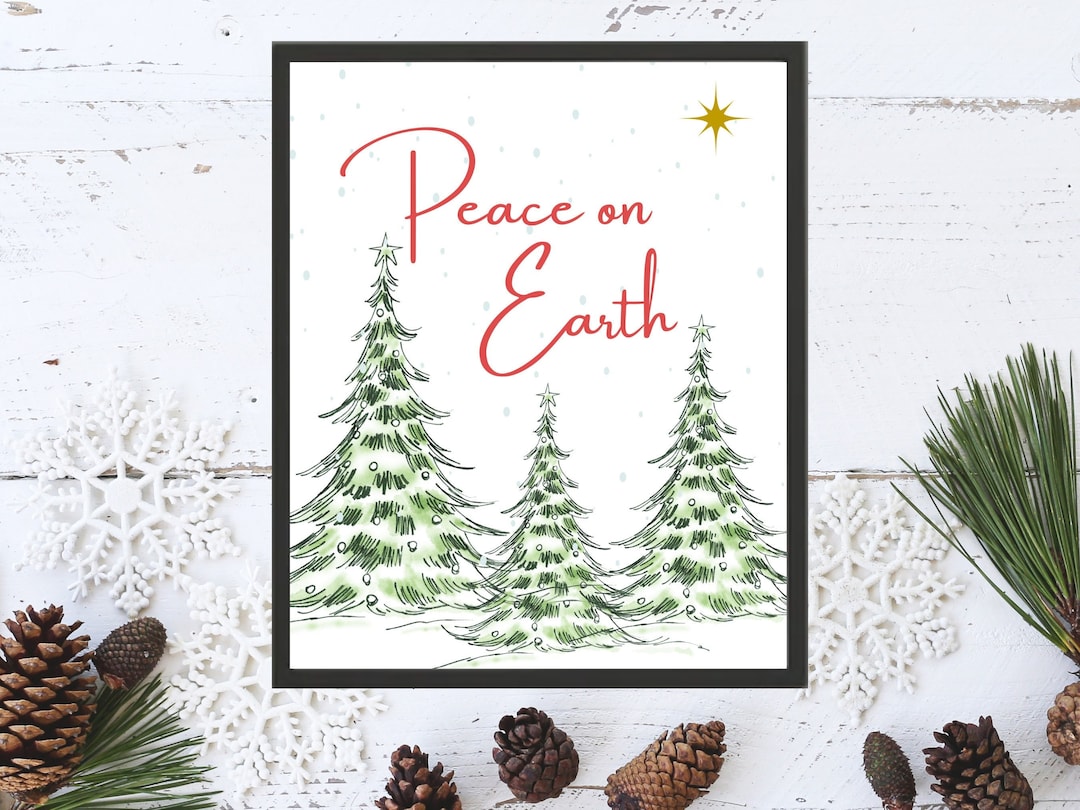 Peace on Earth Print, Printable Wall Art, Christmas Print, Christmas ...