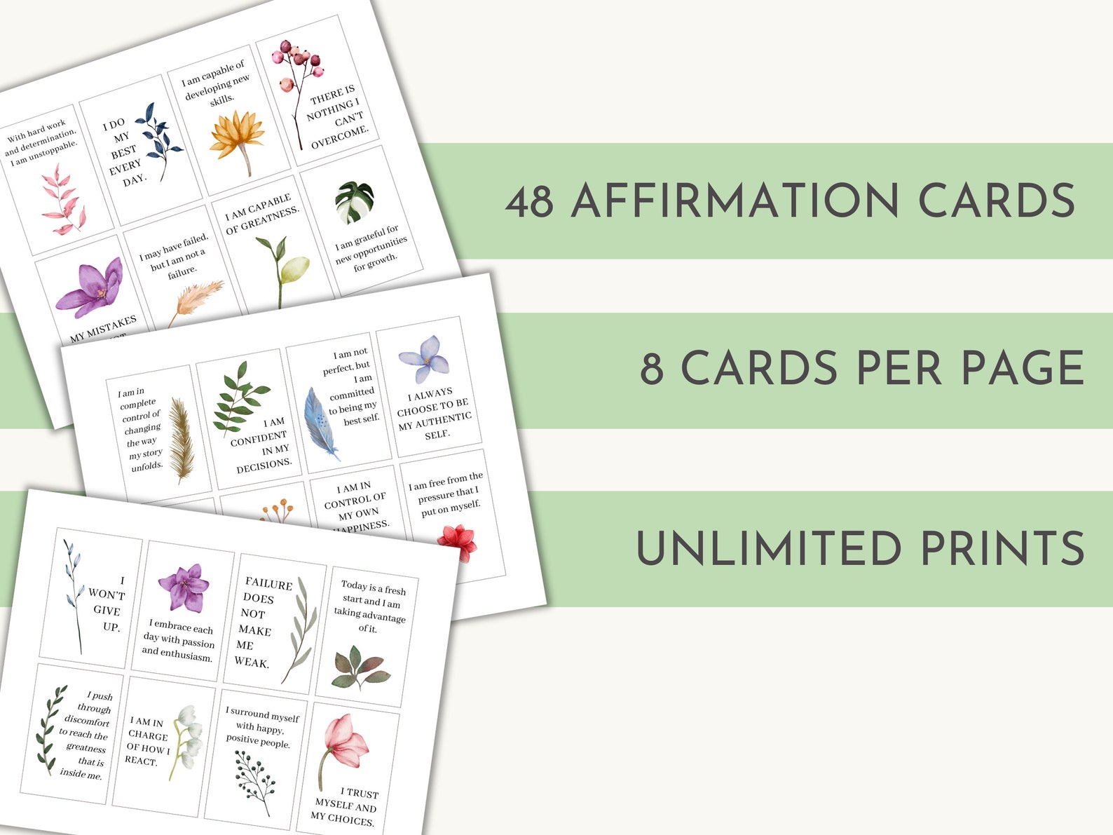 Positive Affirmation Cards, Motivational Cards, Printable Affirmations ...