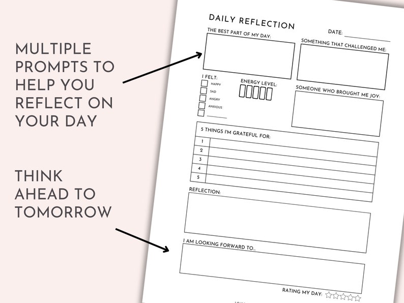 Daily Review Printable Daily Reflection Planner Daily Check - Etsy