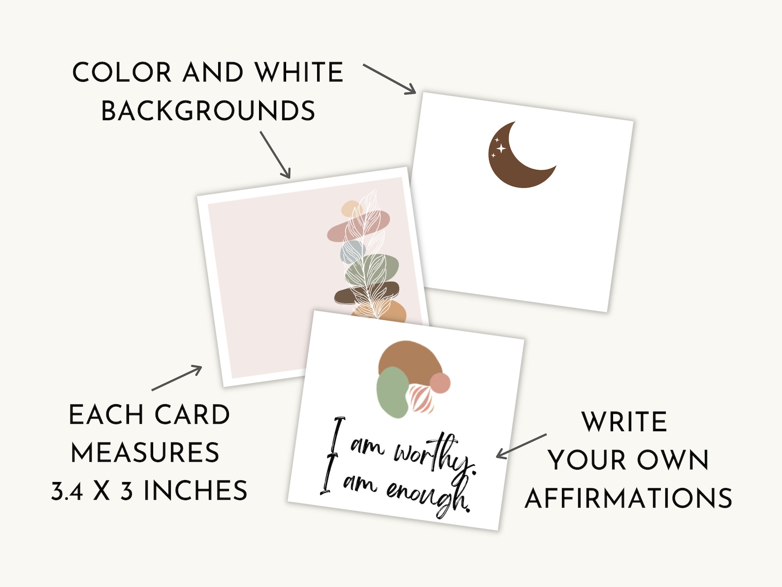 84 Printable Blank Affirmation Cards, BOHO Affirmation Cards, Blank ...