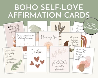 Boho Affirmation Cards, BOHO Motivational Cards, Printable Affirmations, Manifestation Cards ...