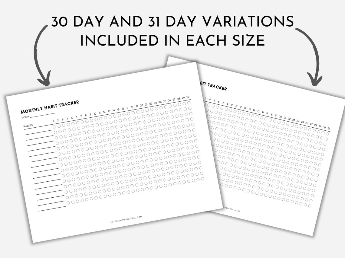 Monthly Habit Tracker Printable Landscape Habit Tracker - Etsy Canada