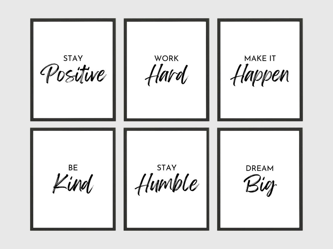 Home Office Wall Decor, Set of 6 Prints, Stay Positive, Work Hard, Make ...