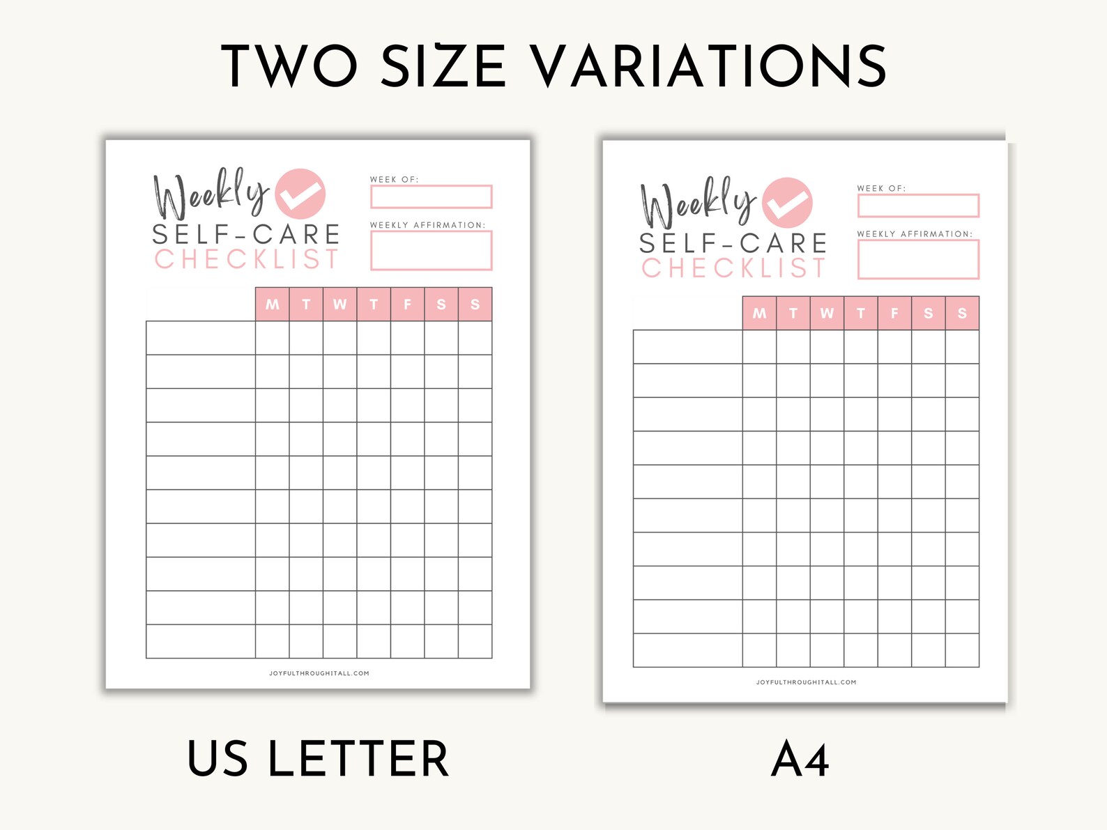 Daily Self Care Checklist Printable Self Care Habit Tracker - Etsy