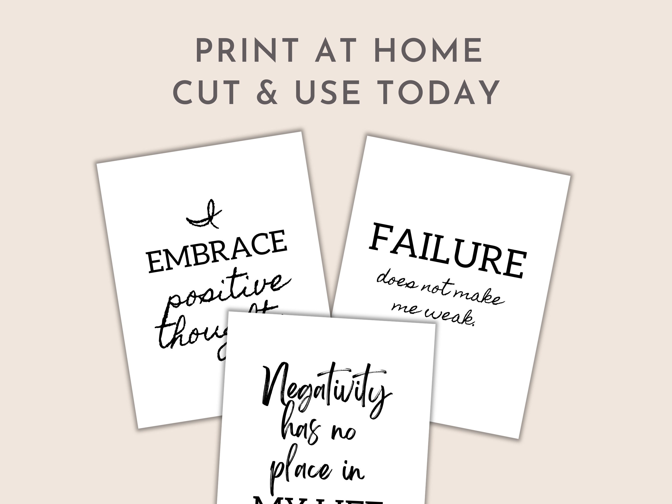 Minimalist Positive Affirmation Cards, Motivational Cards, Printable ...